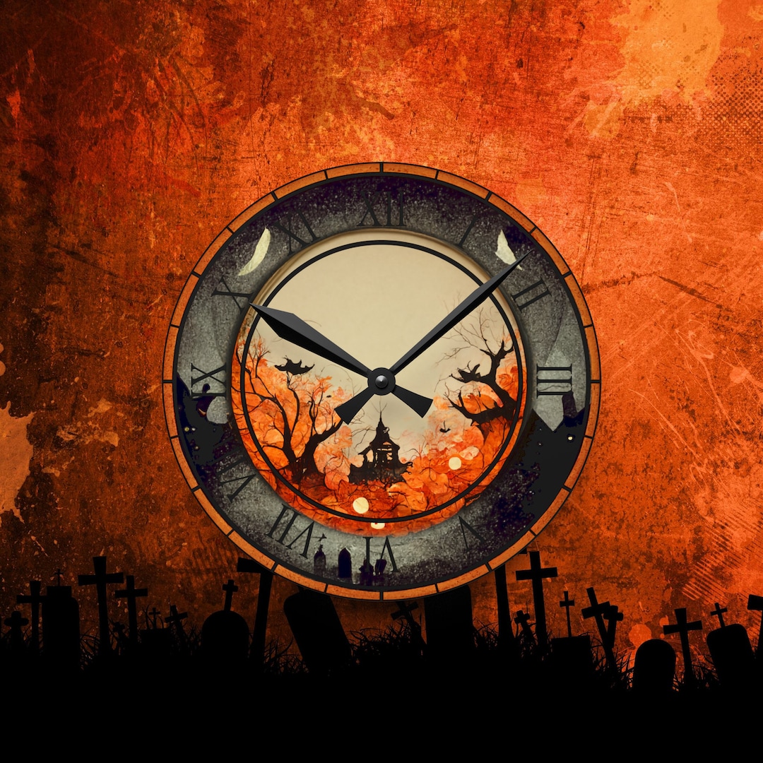Spooky Halloween Hanging Wall Clock Haunted House Décor, Unique Wall ...