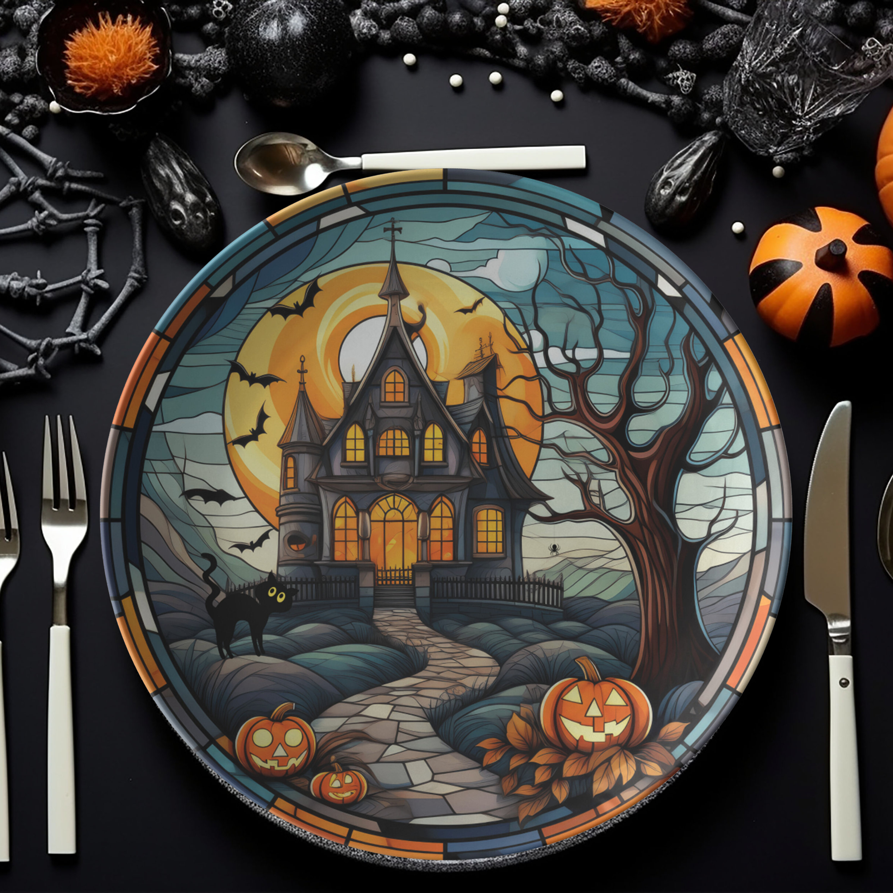 Halloween Plates Haunted Mansion Haunted House Decor Halloween Party ...