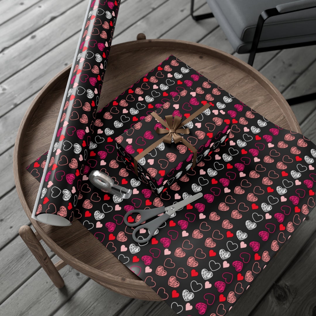 Red and Pink Hearts Valentines Day Wrapping Paper, Valentines Day Party ...