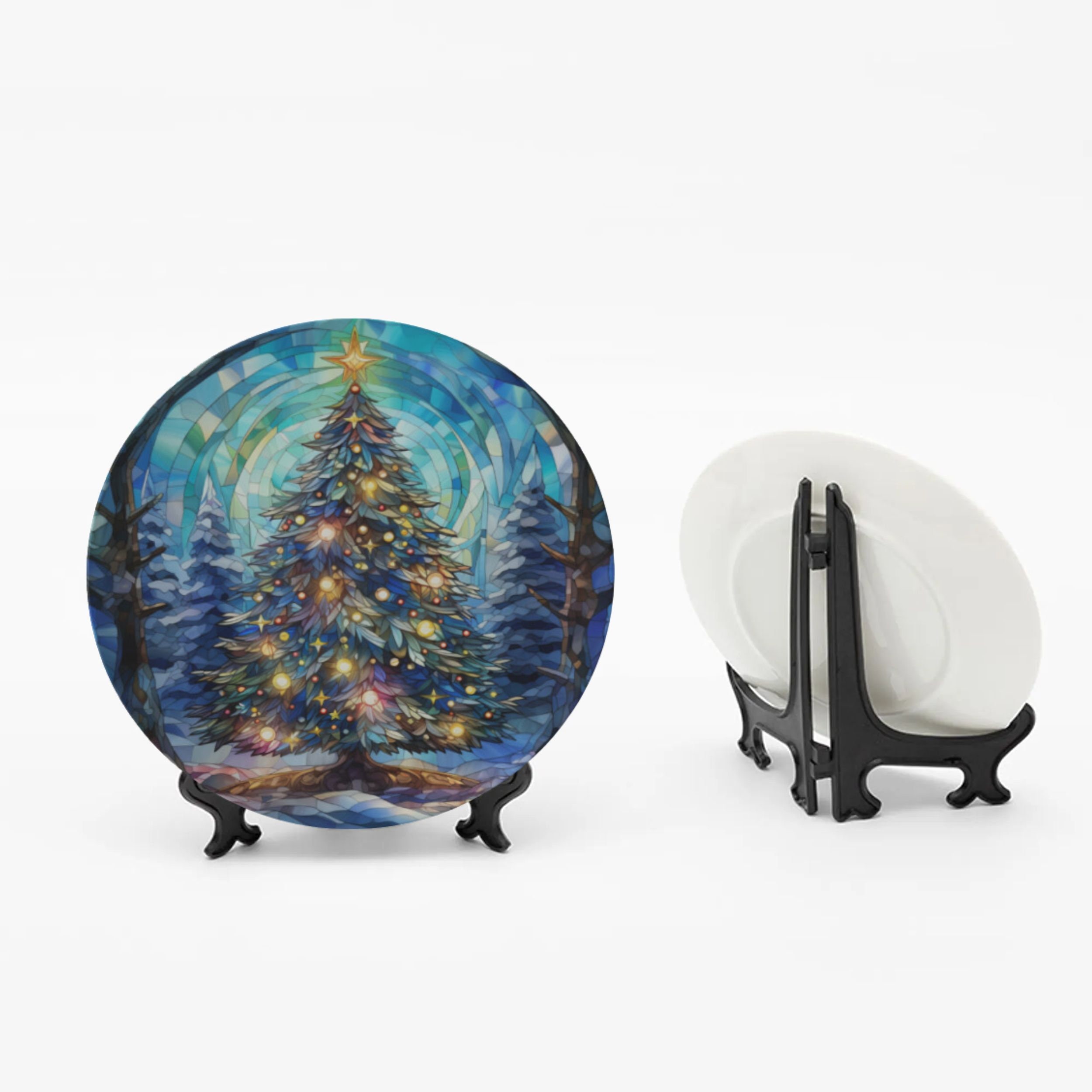 Bone China Christmas Tree Plate, Christmas Dinner Plate Winter Kitchen ...