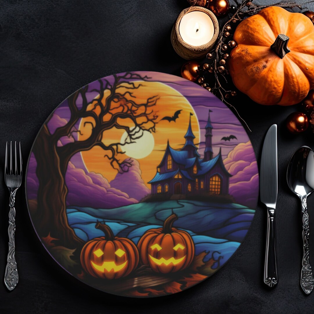 Halloween Haunted Mansion Bone China Plates, Haunted House Decor ...