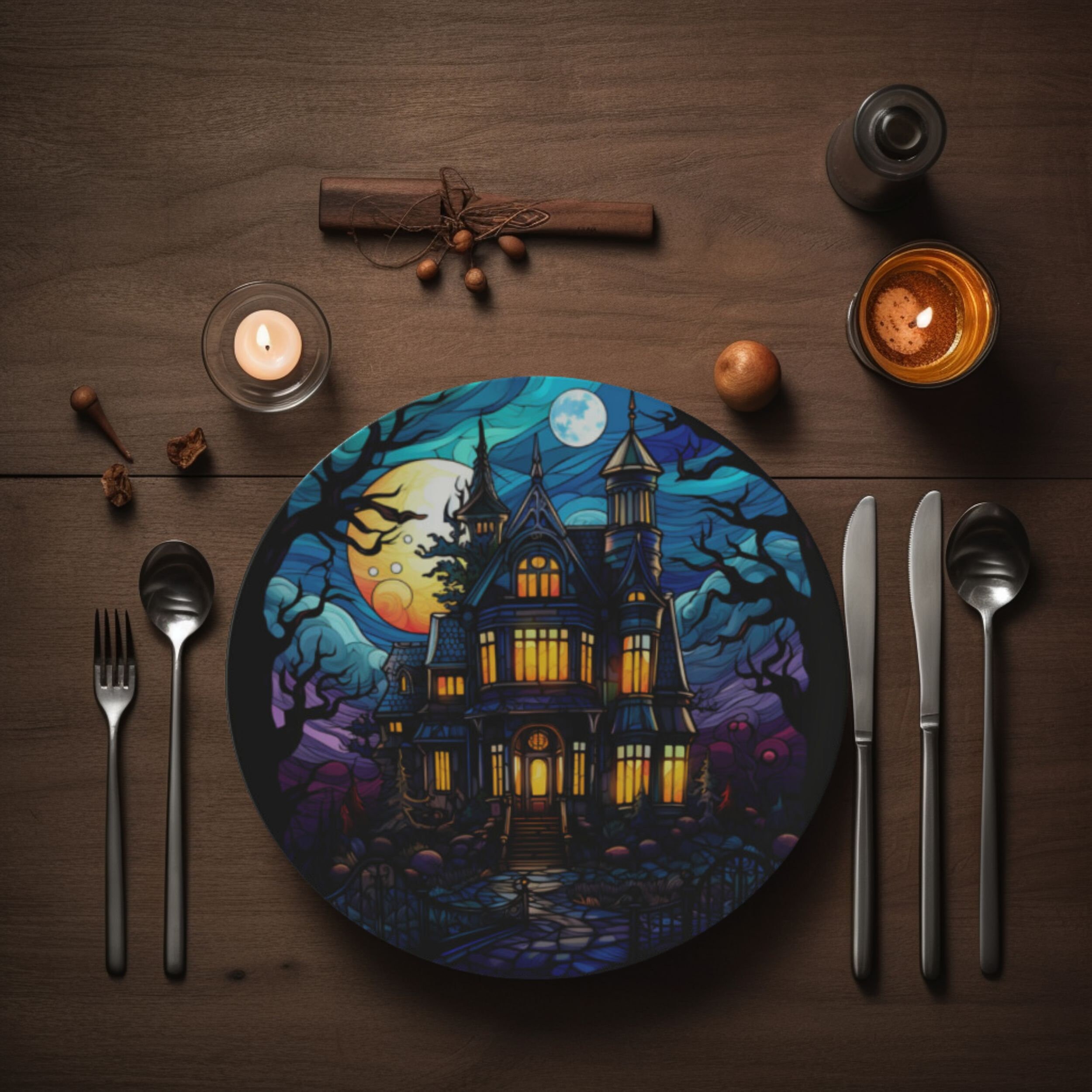 Bone China Halloween Haunted Mansion Plates Haunted House - Etsy
