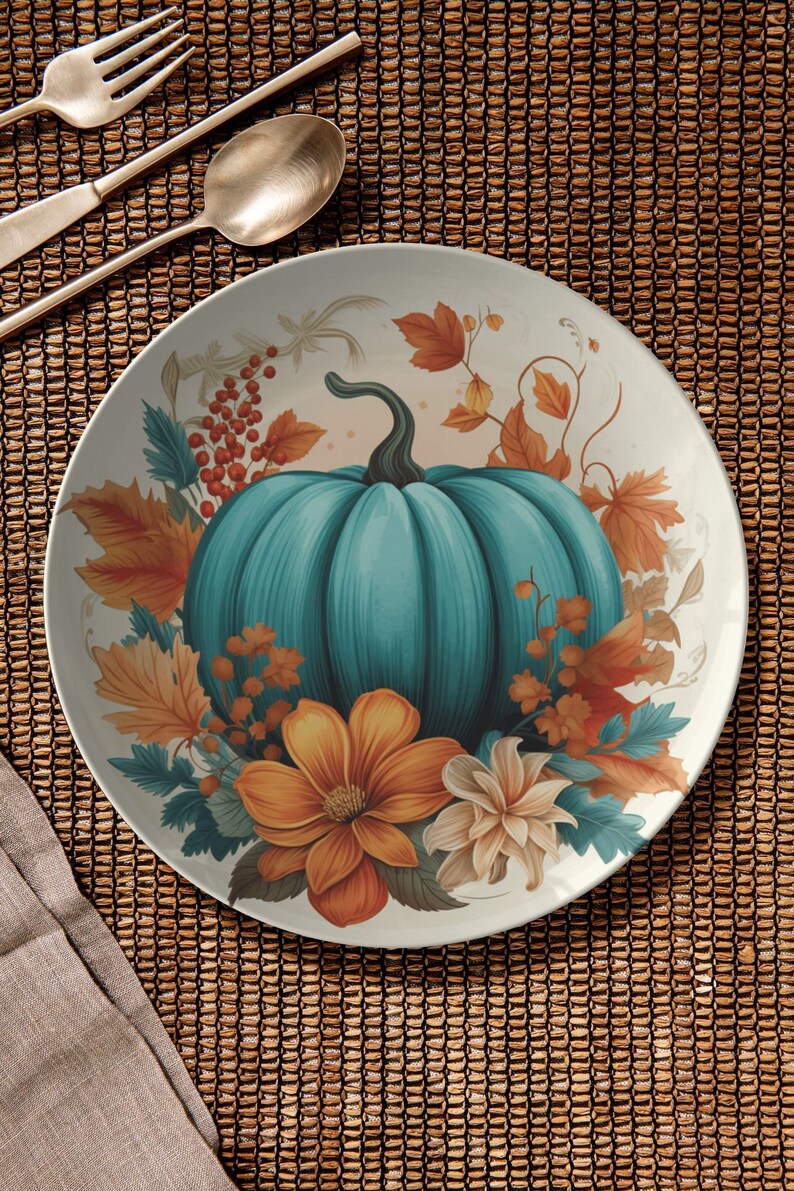 Thermosaf Polymer Blue Pumpkin Plates Autumn Decor Rustic Fall - Etsy