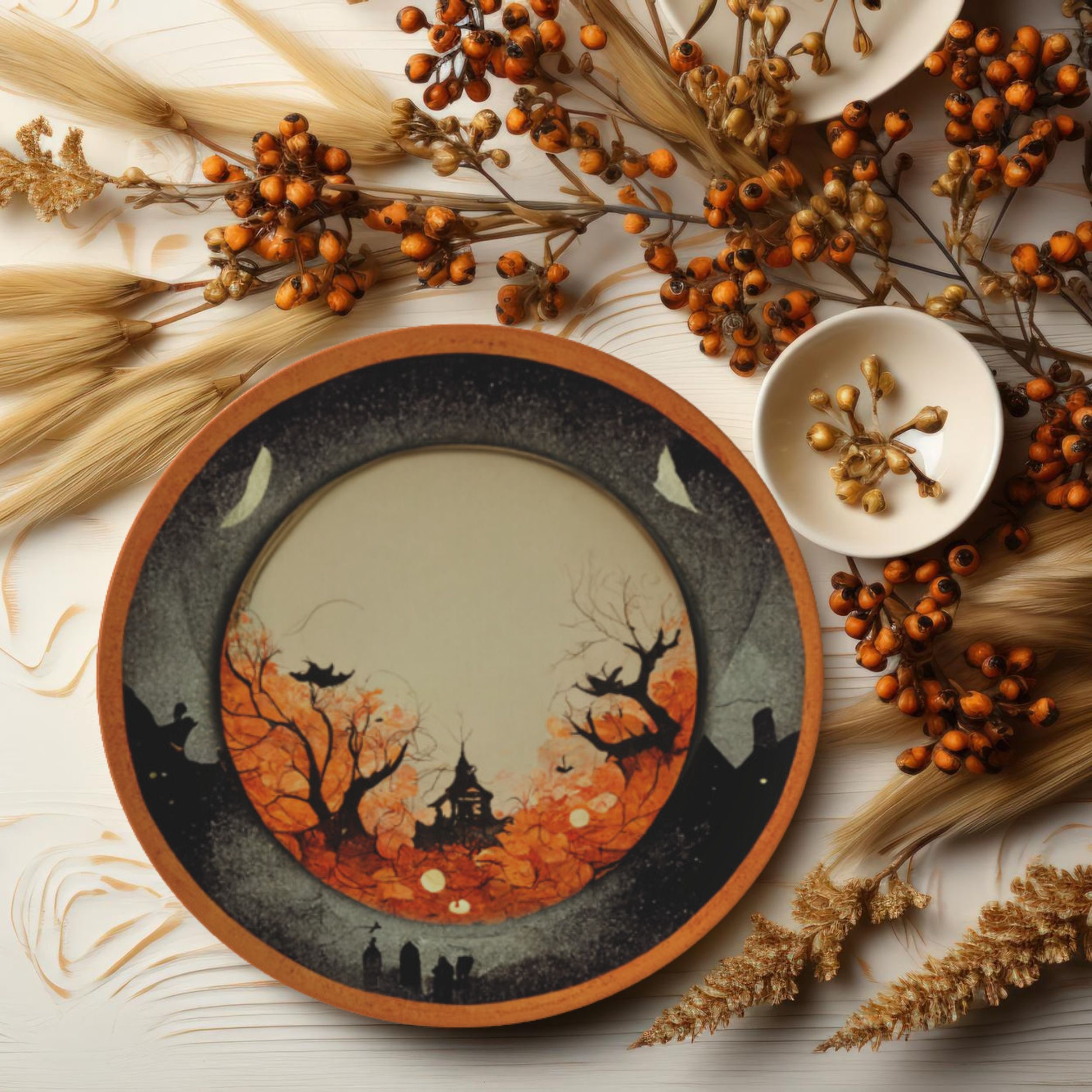 Bone China Halloween Haunted House Plate, Haunted Mansion Plates ...