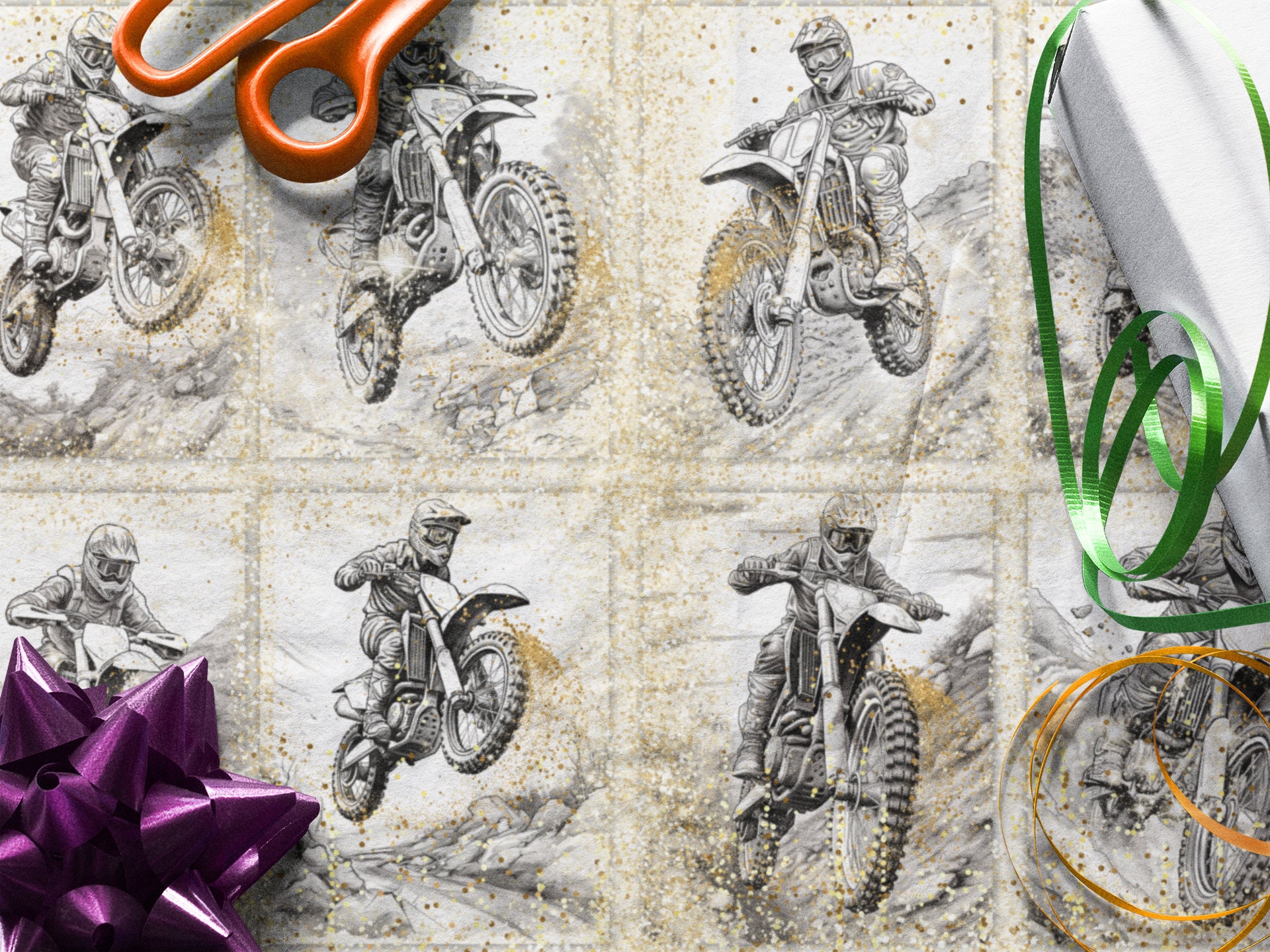 Dirtbike Wrapping Paper Roll Birthday Wrapping Paper 6 Foot - Etsy