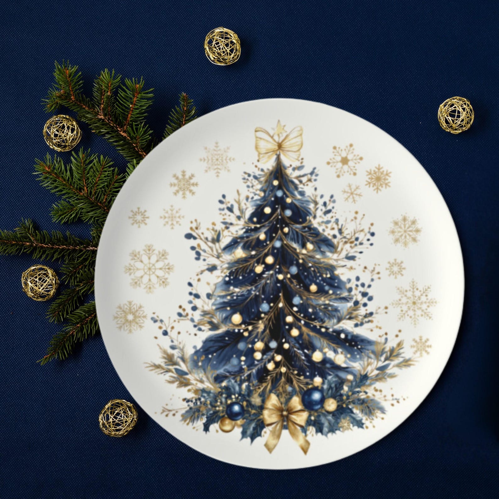 Elegant Bone China Christmas Tree Plate, Decorative Plates Winter ...
