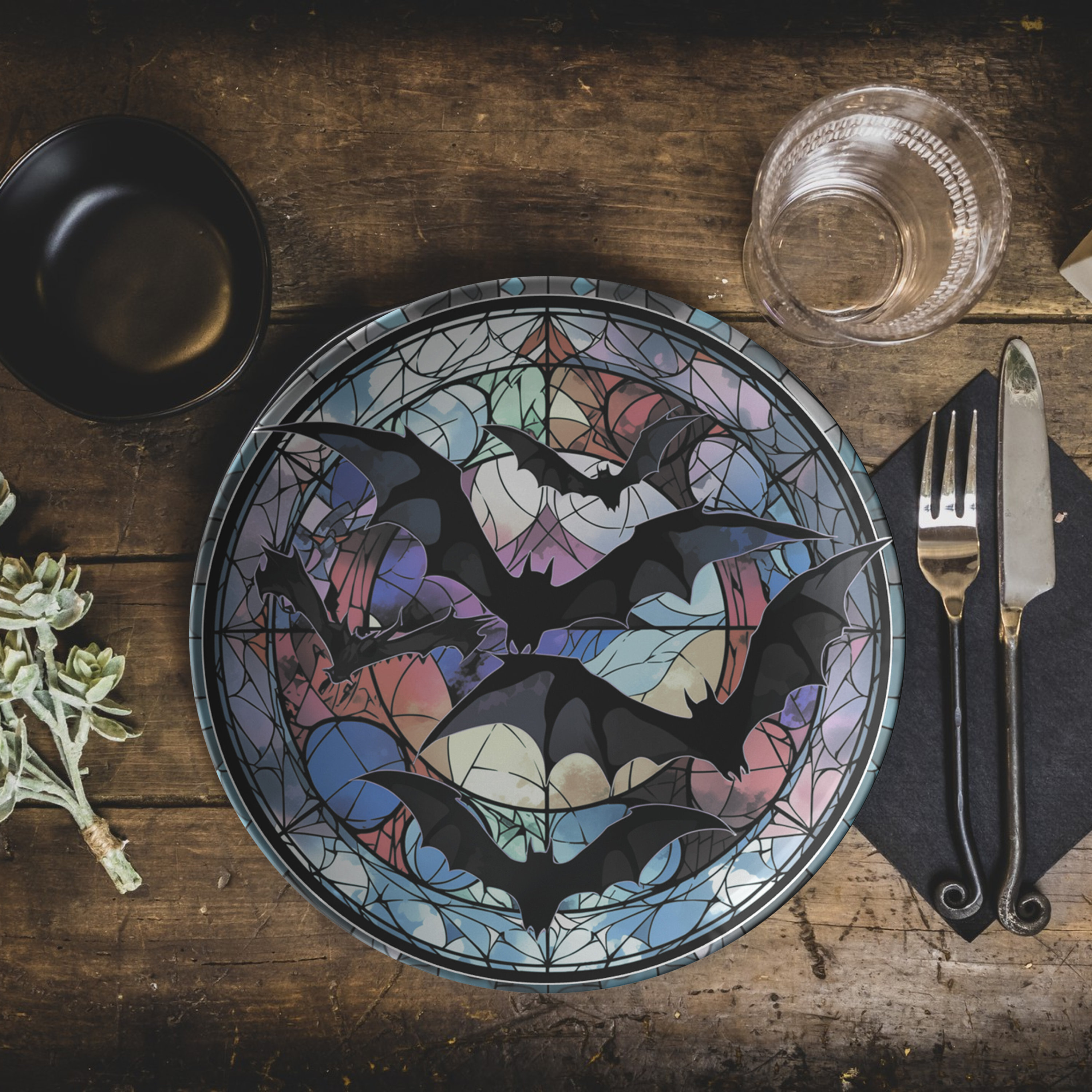 Thermosaf Polymer Halloween Bats Decor, Creepy Halloween Plates Spooky ...