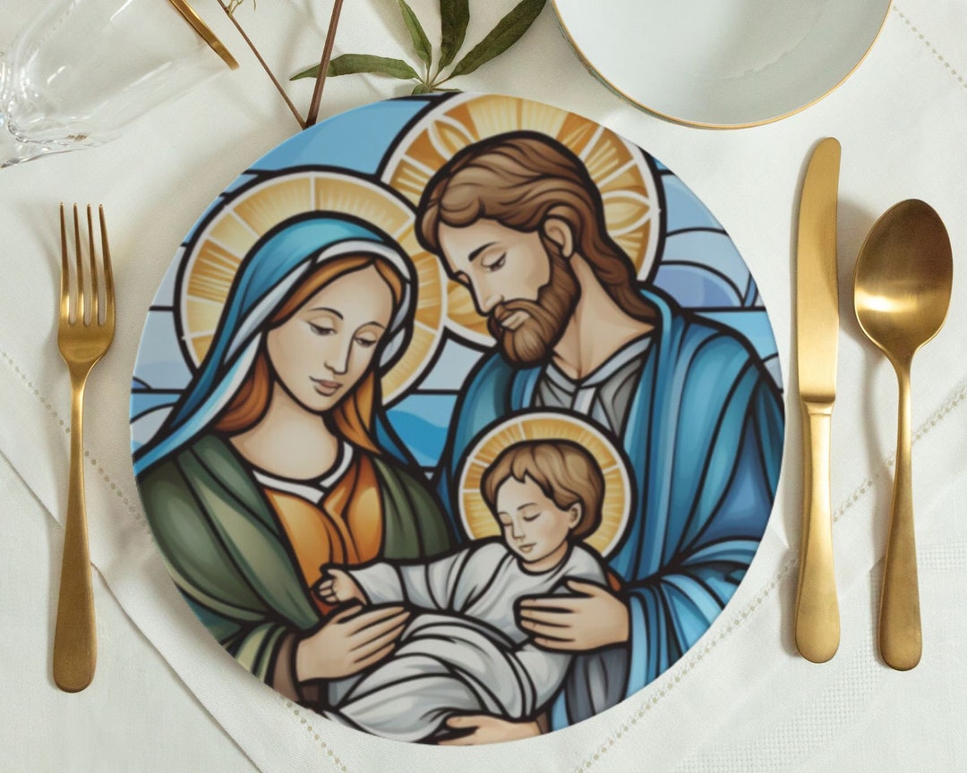 Bone China Christmas Nativity Scene Dinner Plate, Christmas Kitchen ...