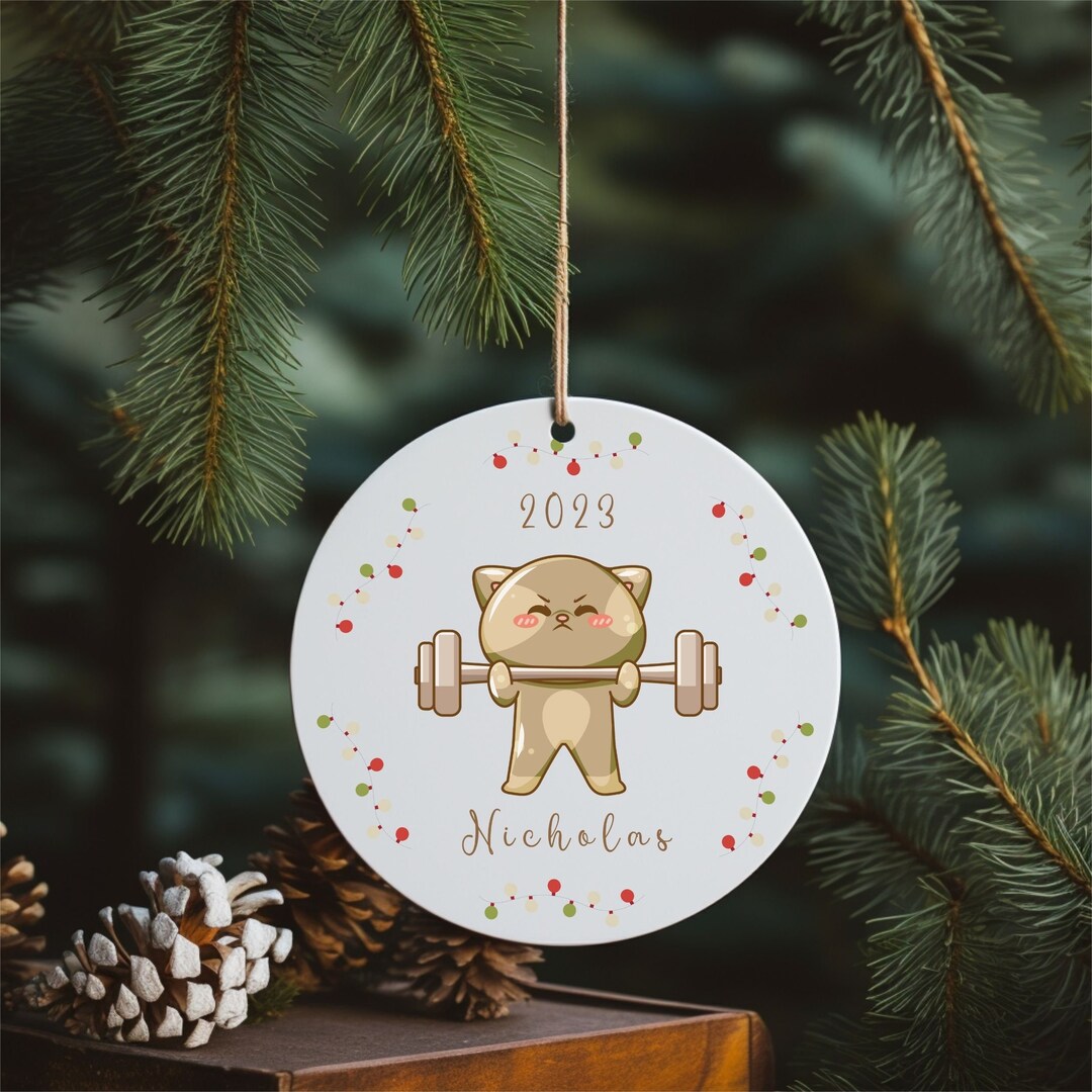 Personalized Workout Ornament, Cat Christmas Ornament Custom Name ...