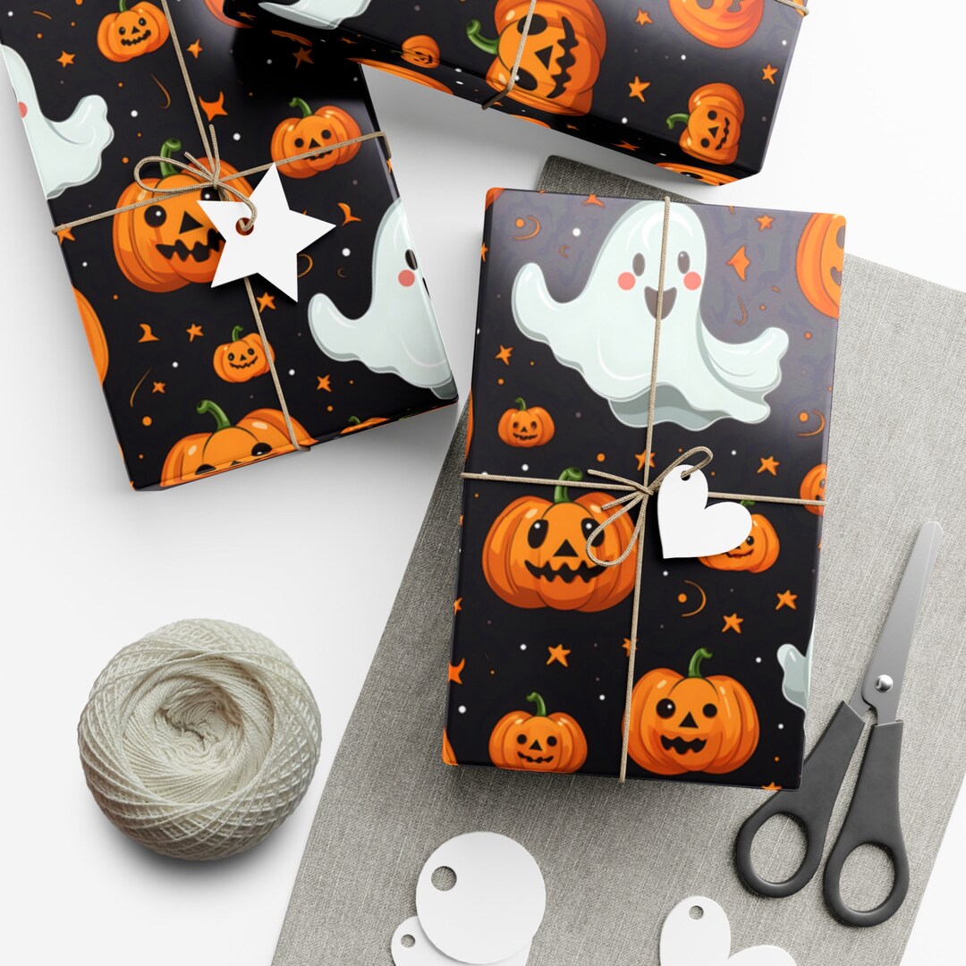 Ghost Wrapping Paper Cute Halloween Wrapping Paper 6 Foot Pumpkin ...