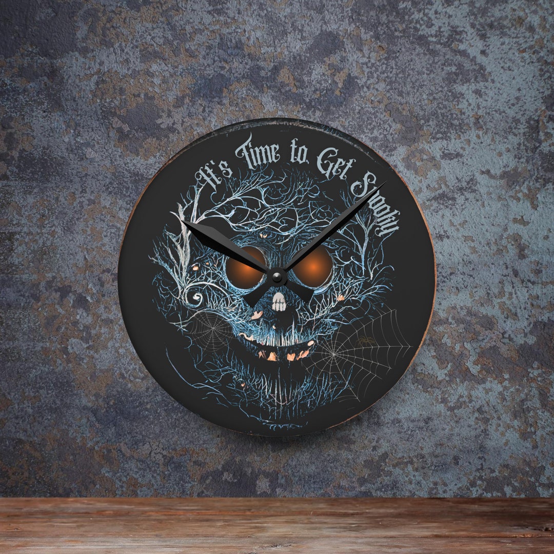 Creepy Halloween Hanging Decor Round Acrylic Wall Clock Halloween ...