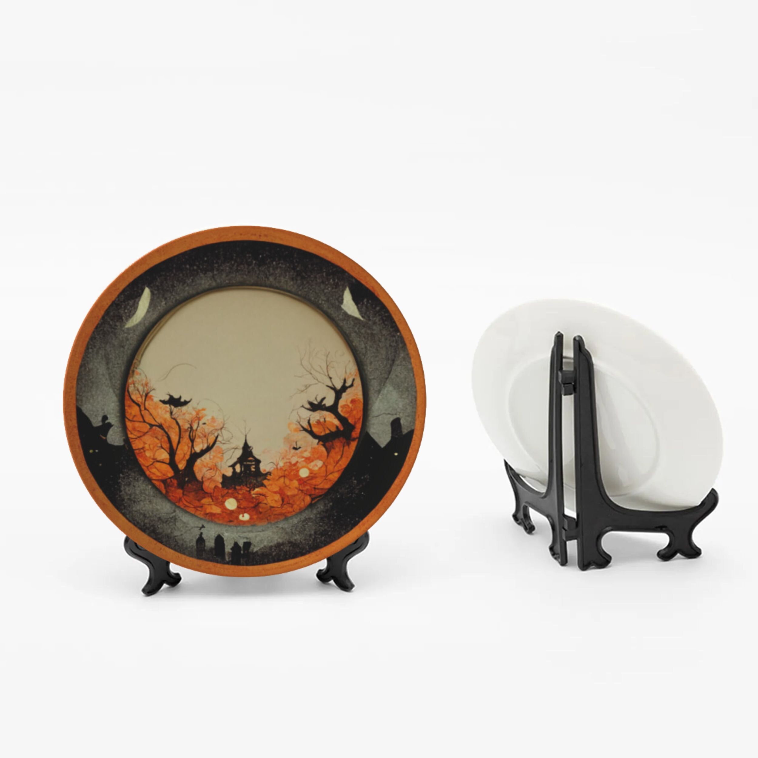 Bone China Halloween Haunted House Plate, Haunted Mansion Plates ...