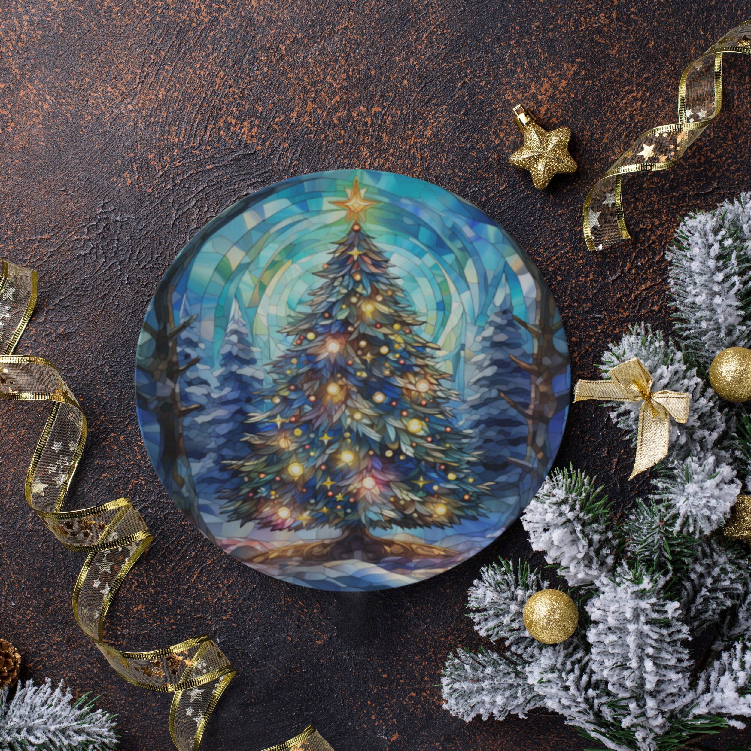 Bone China Christmas Tree Plate, Christmas Dinner Plate Winter Kitchen ...