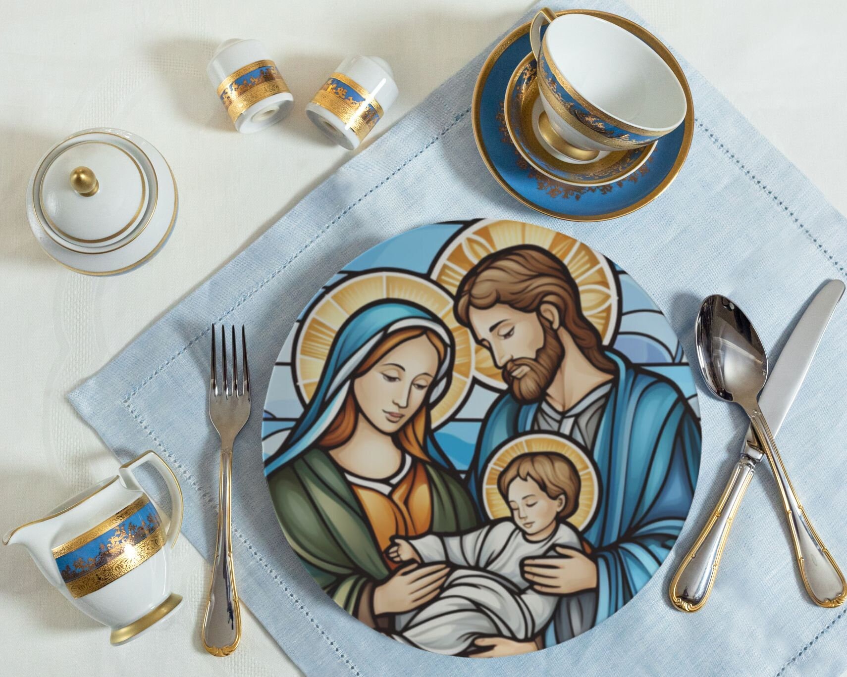 Bone China Christmas Nativity Scene Dinner Plate, Christmas Kitchen ...