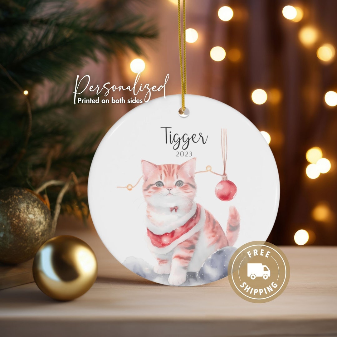 Personalized Cat Christmas Ornament, Orange Cat Ornament Pet Ornament ...