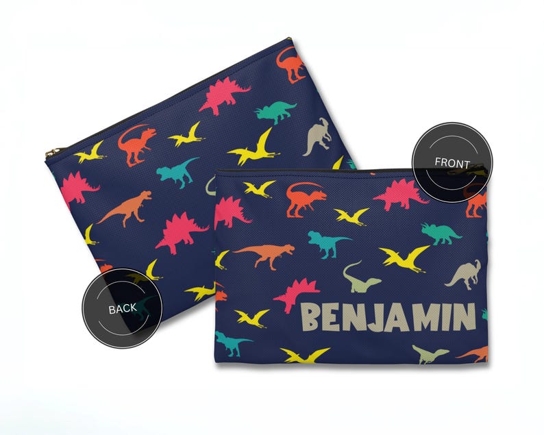 Personalized Dinosaur Pencil Case, Back to School Zipper Pouch Dinosaur ...