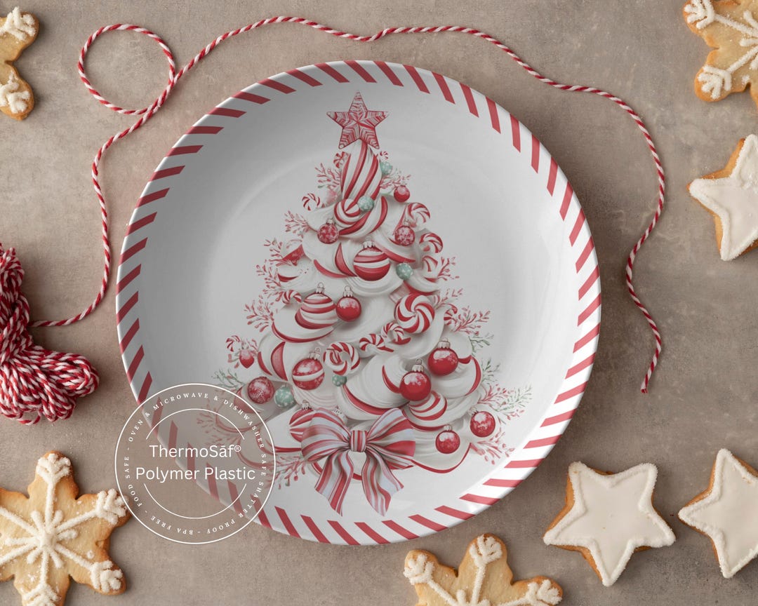 Candy Cane Christmas Tree Plate Holiday Dinnerware, Christmas Dishes ...