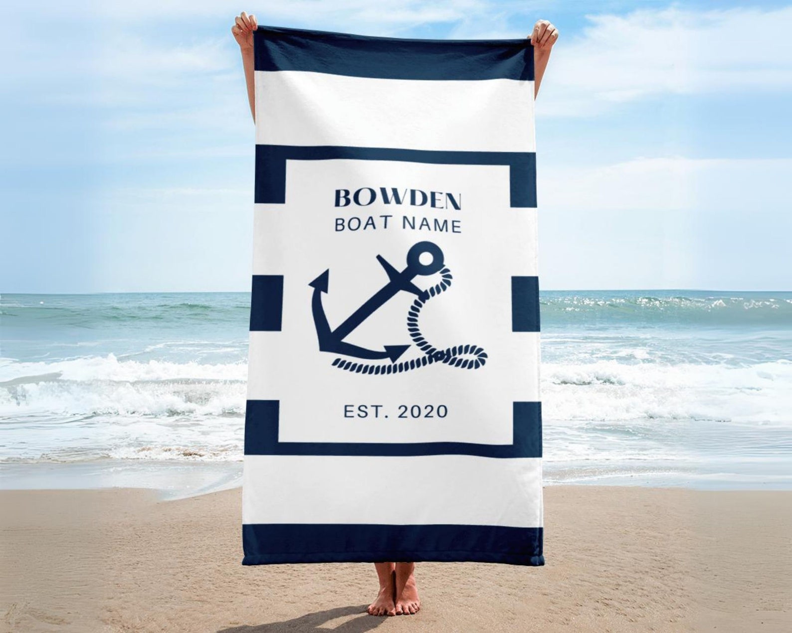 Custom Boat Towel Nautical Decor Large Beach Towel Boat Gifts ...