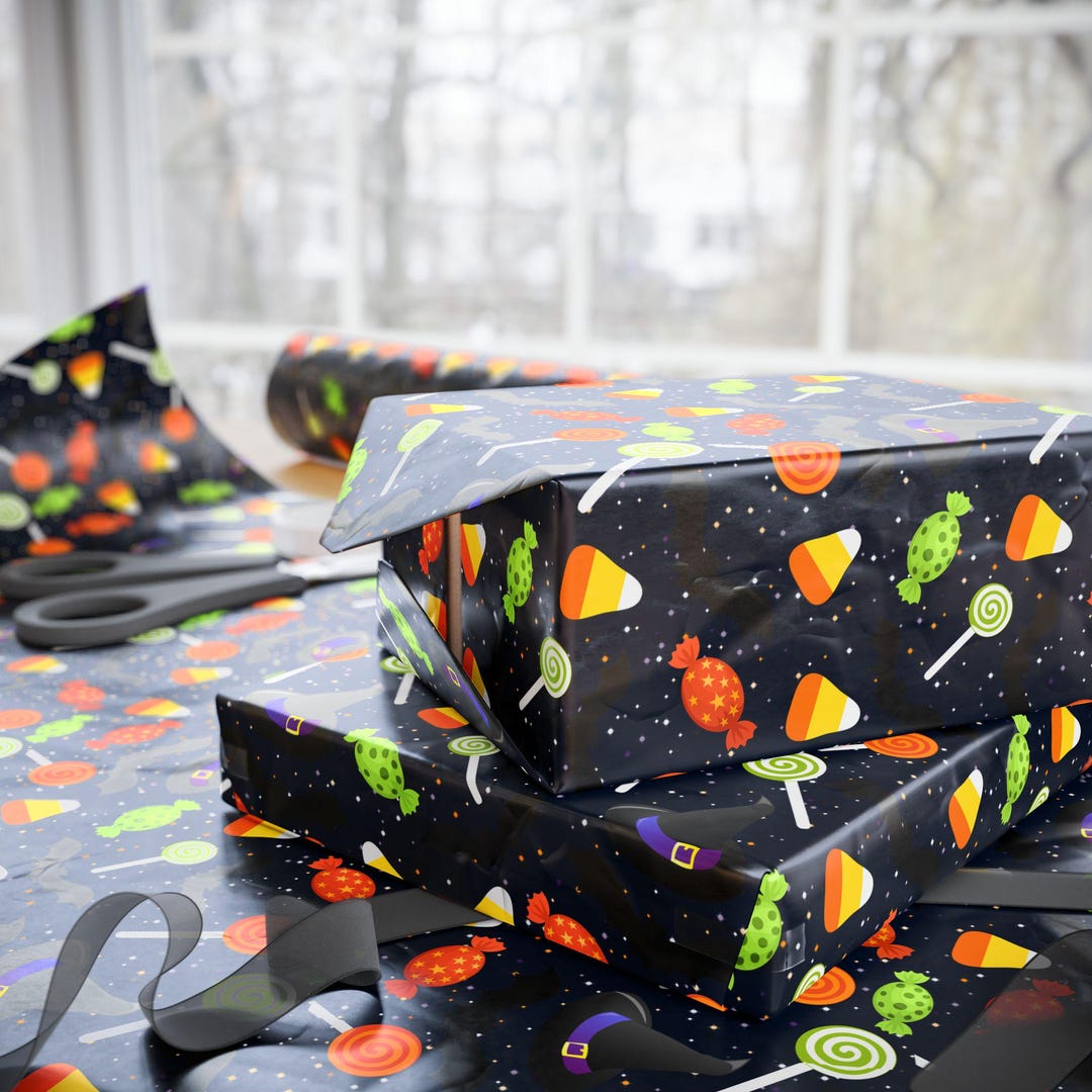 Witch Wrapping Paper Cute Halloween Wrapping Paper 6 Foot Wrapping ...