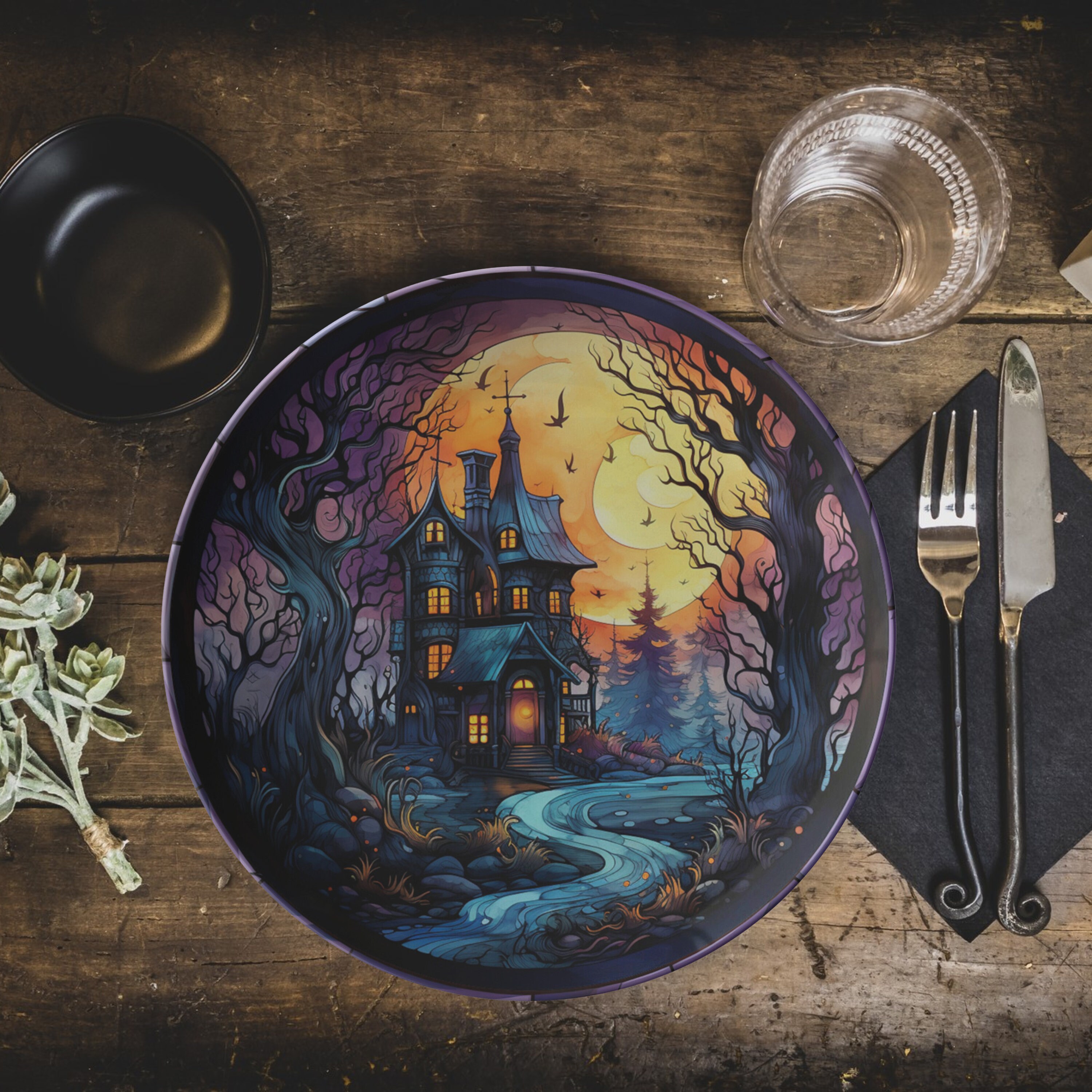 Thermosaf Polymer Halloween Plates Haunted Mansion Haunted House Decor ...