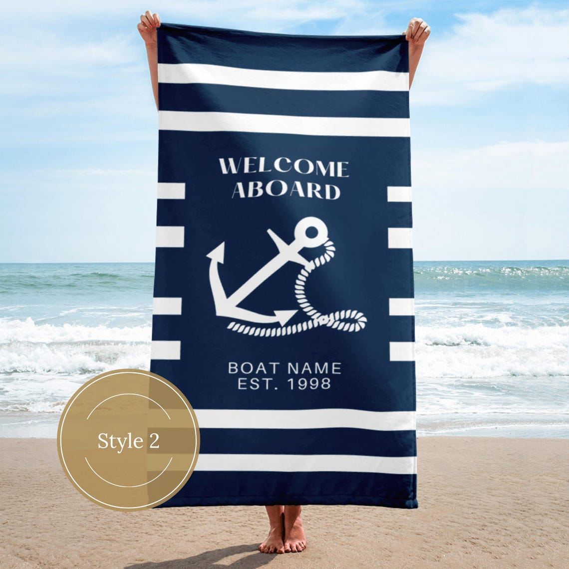 Custom Boat Towel Nautical Decor Large Beach Towel Boat Gifts ...