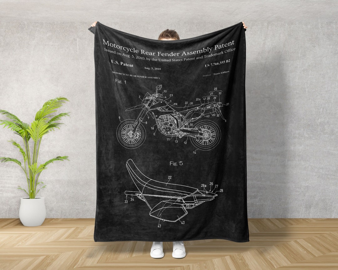 Dirtbike Motorcycle Rear Fender Assembly Patent Blanket, Minky Throw ...