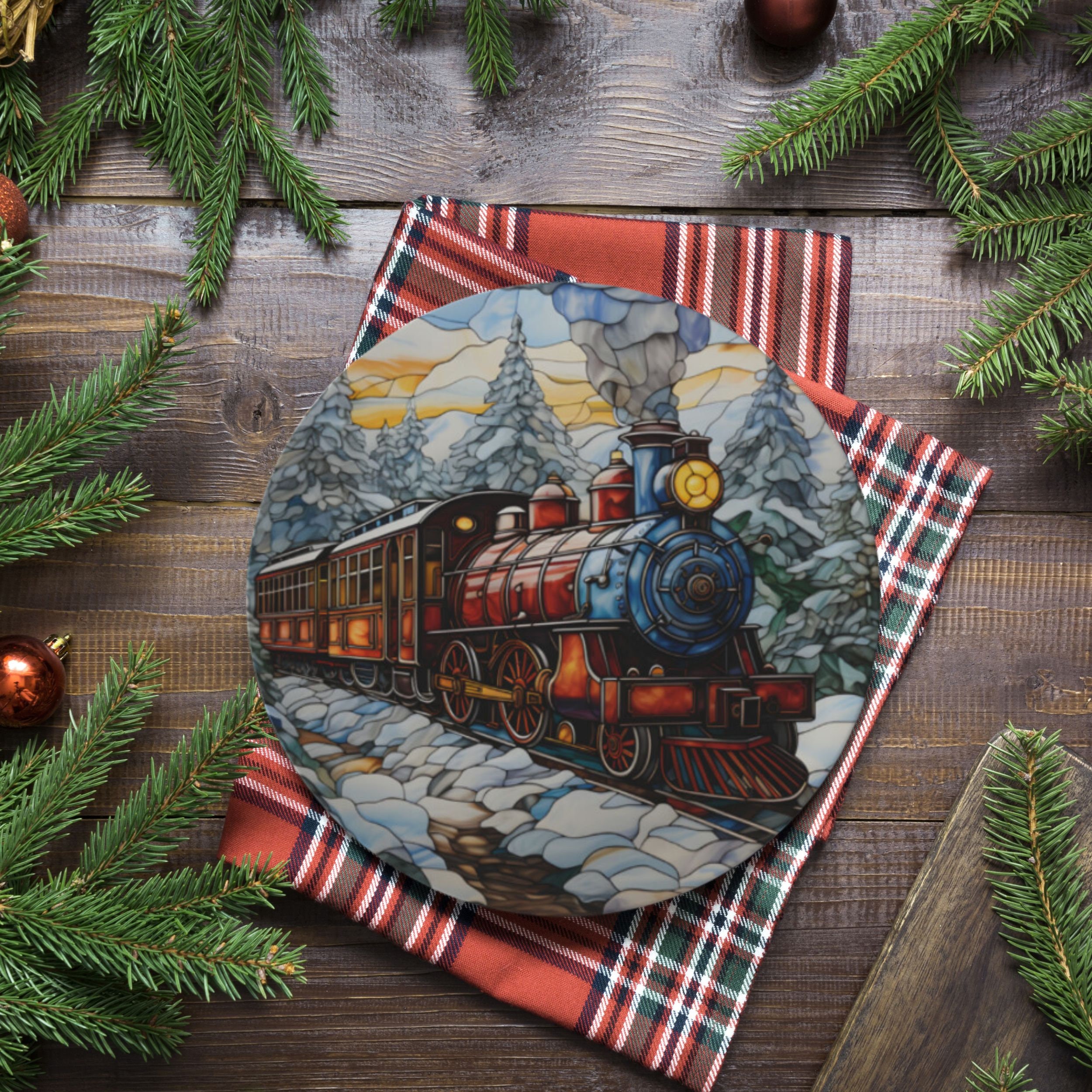 Bone China Christmas Train Dinner Plate Christmas Kitchen - Etsy