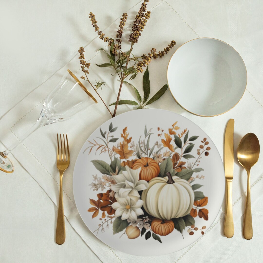 Bone China Pumpkin Plates White Pumpkin Plates Thanksgiving Dinnerware ...
