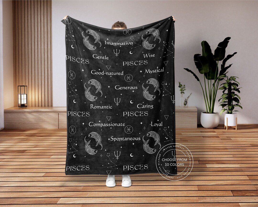 Pisces Zodiac Blanket, Comfy Pisces Blanket Minky Throw Blanket Gift ...