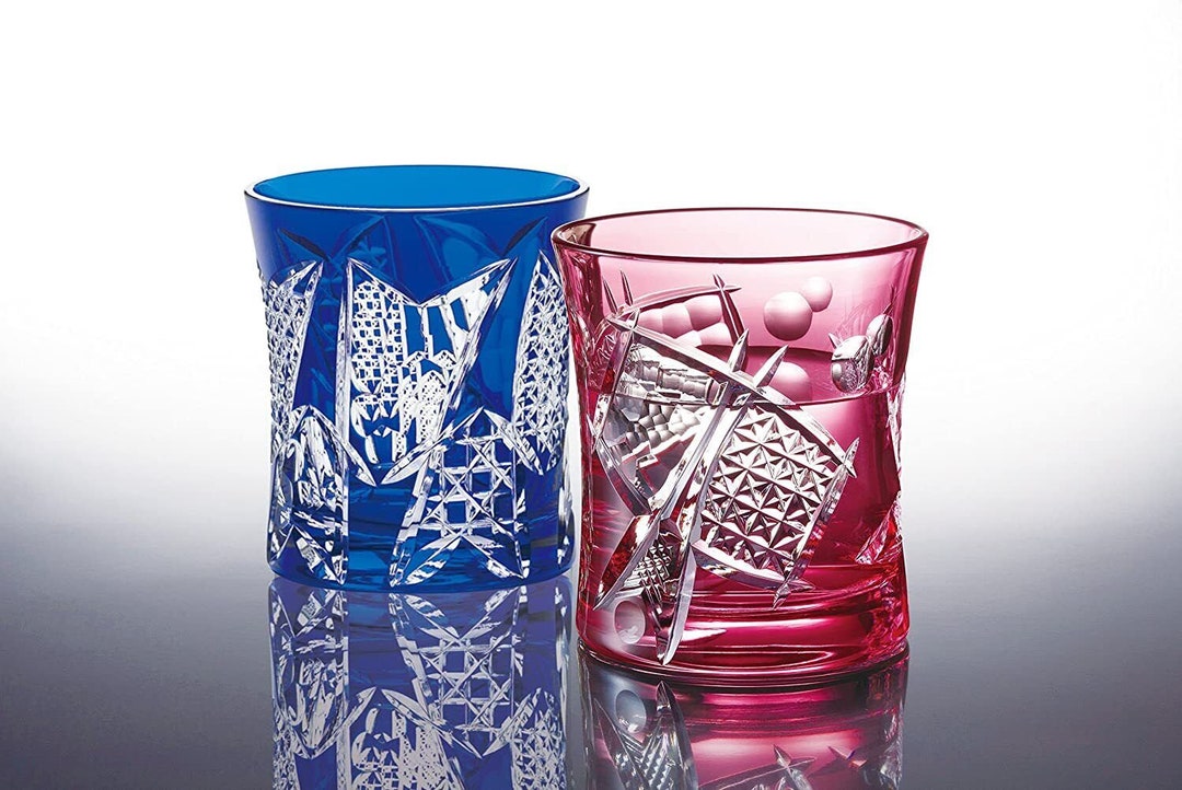 Toyo Sasaki Glass Yachiyo Kiriko Cold Sake Cup Pair Tumbler 280ml Set ...