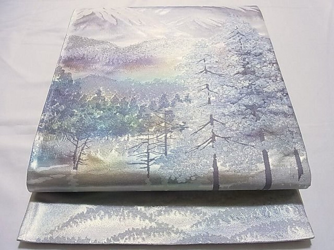 Six-patterned Obi Winter Trees Toyama Scenery Pattern Silver Thread ...