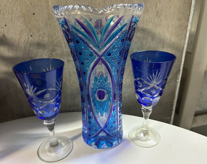 Extremely Rare Vintage Edo Kiriko Style Vase Crystal Bohemia Glass ...