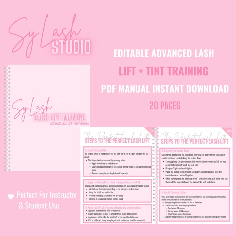 Editable Lash Lift + Tint Manual Instant Download PDF in English - for ...