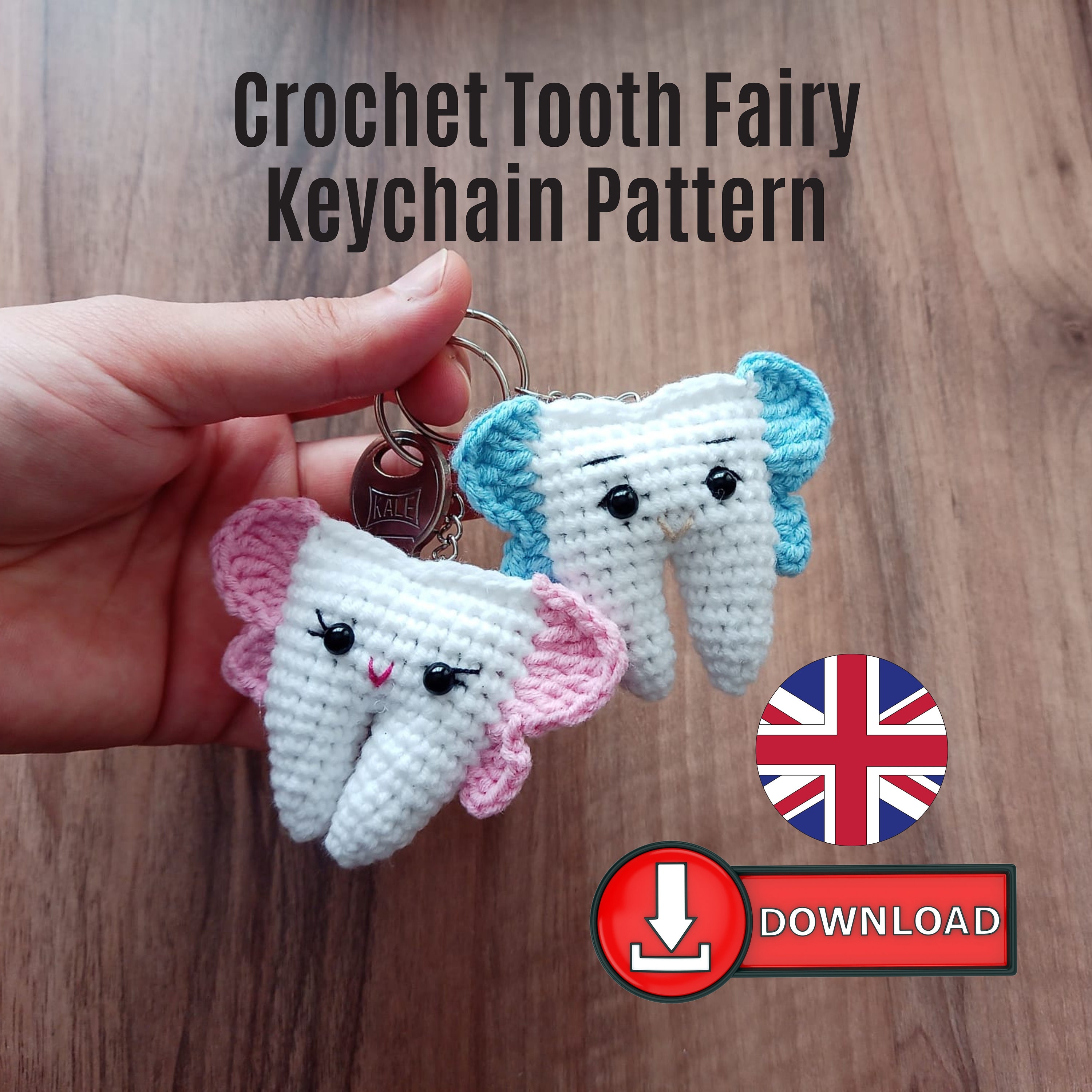 Amigurumi Crochet Tooth Keychain Pattern, Kawaii Teeth Bestie Keychain ...