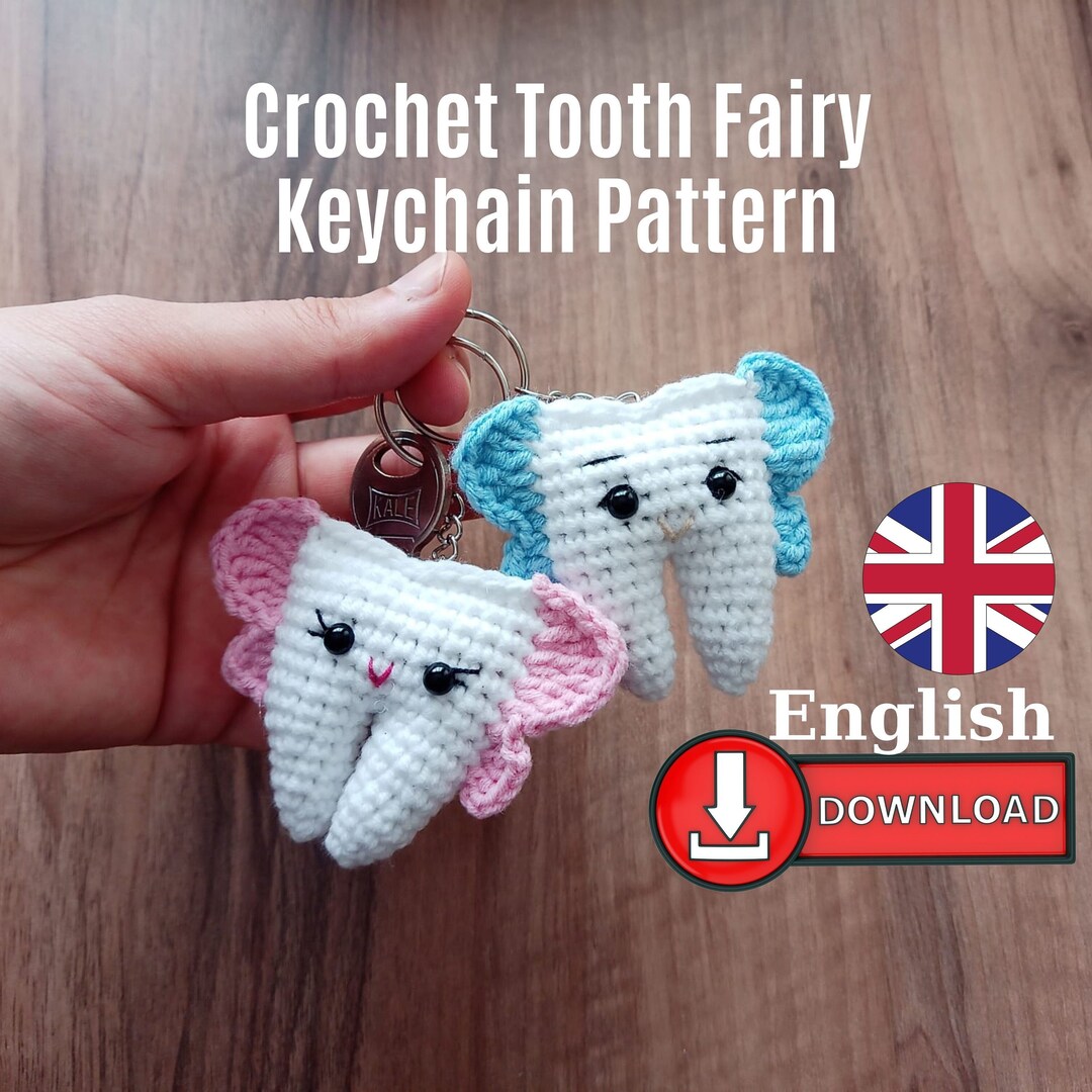 Amigurumi Crochet Tooth Keychain Pattern, Kawaii Teeth Bestie Keychain ...