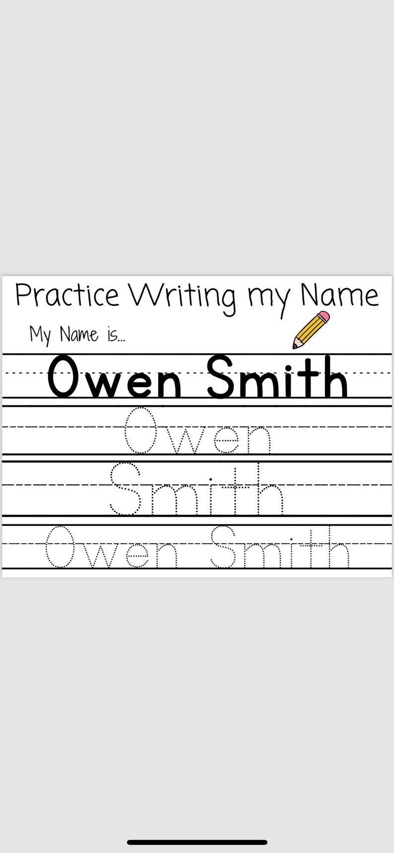 Personalized Name Tracing Practice Worksheet- Digital - Etsy