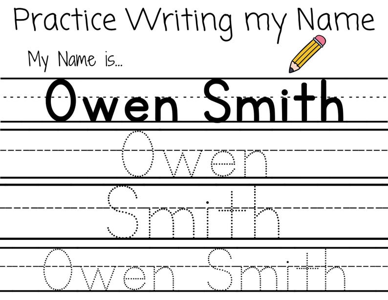 Personalized Name Tracing Practice Worksheet- Digital - Etsy