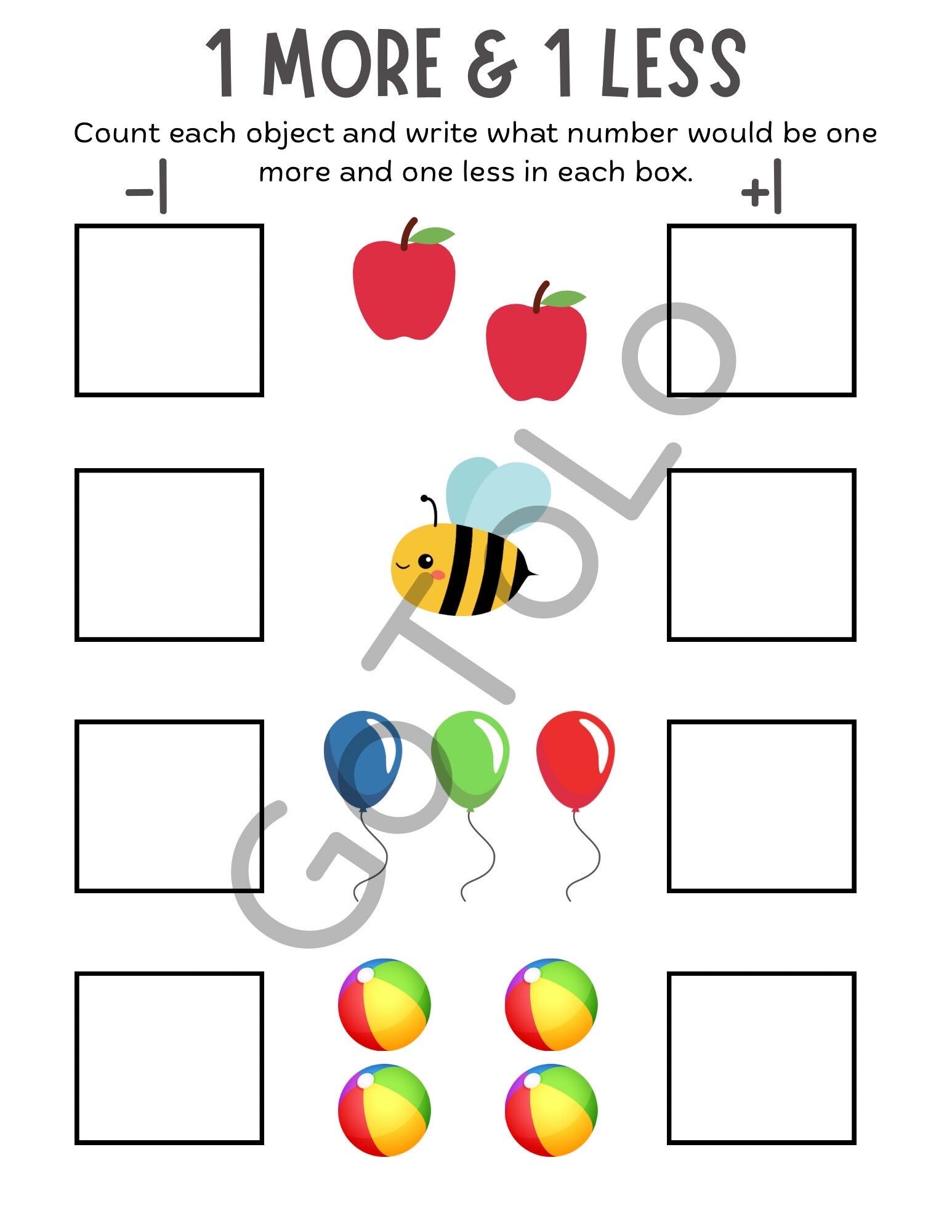 1 More 1 Less Math Practice Worksheet 2 Pages - Etsy