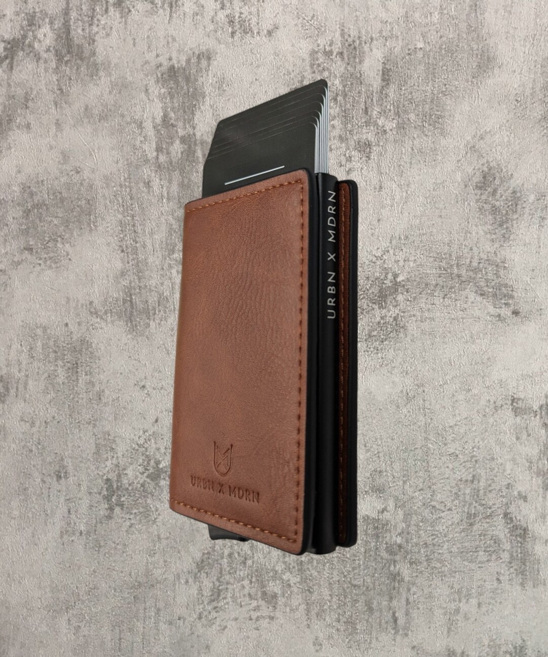 Pop up Wallet - PU Vegan Leather - Brown & Black - Etsy