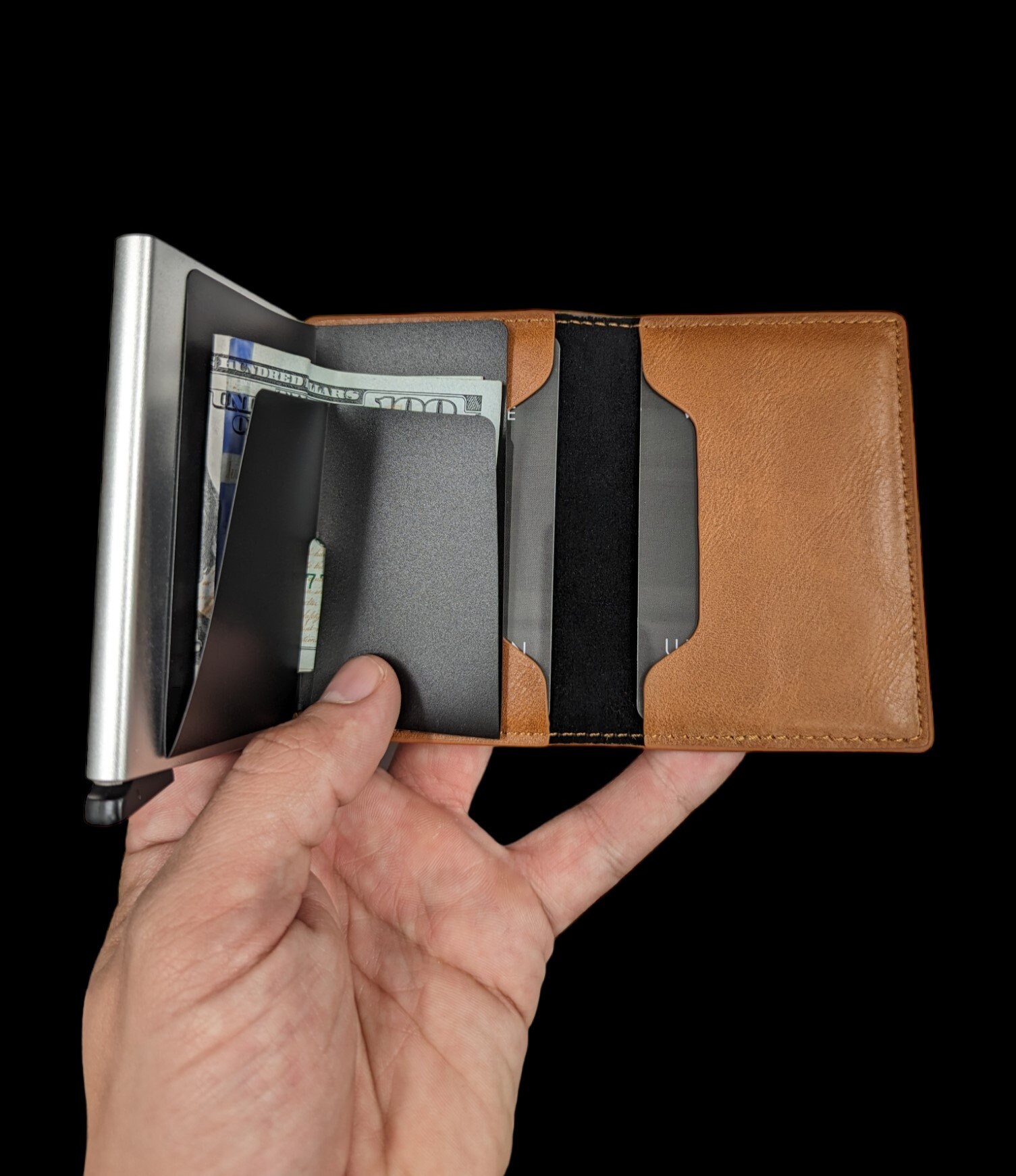 MINI Pop up Wallet - Leather / Carbon Fiber - Etsy