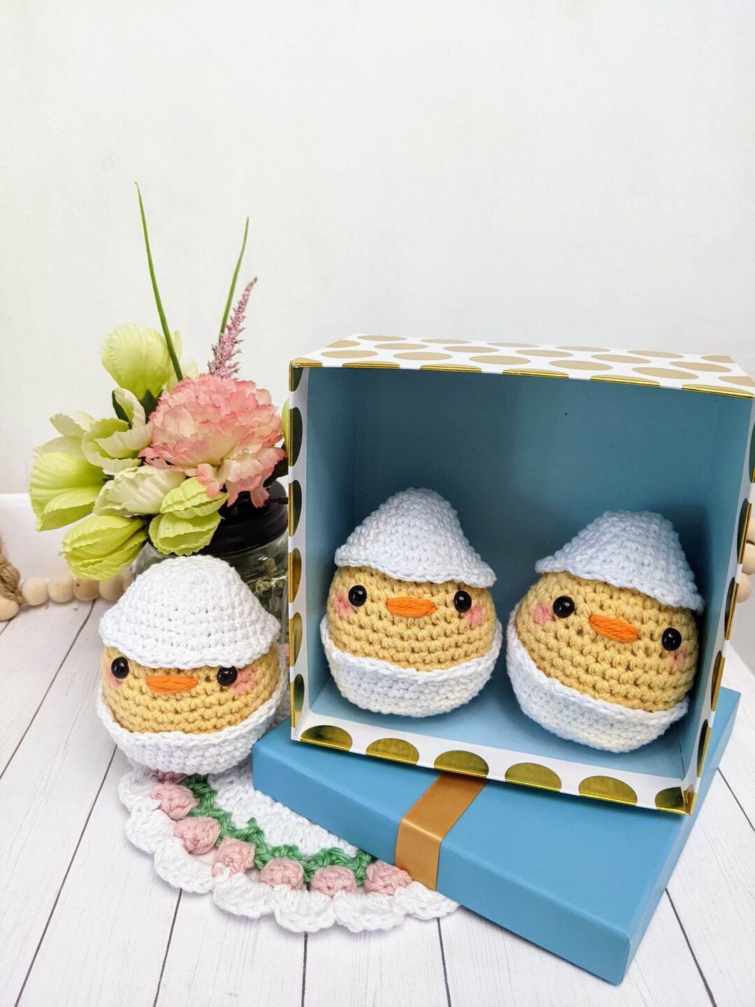 Crochet Baby Chick in Egg/ Spring Decor/ Gift /set of 4/ Amigurumi ...