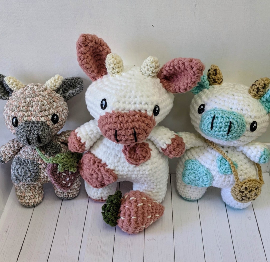 Strawberry Amigurumi Cow/mint Chocolate Chip Cow / Stuffed Animal - Etsy