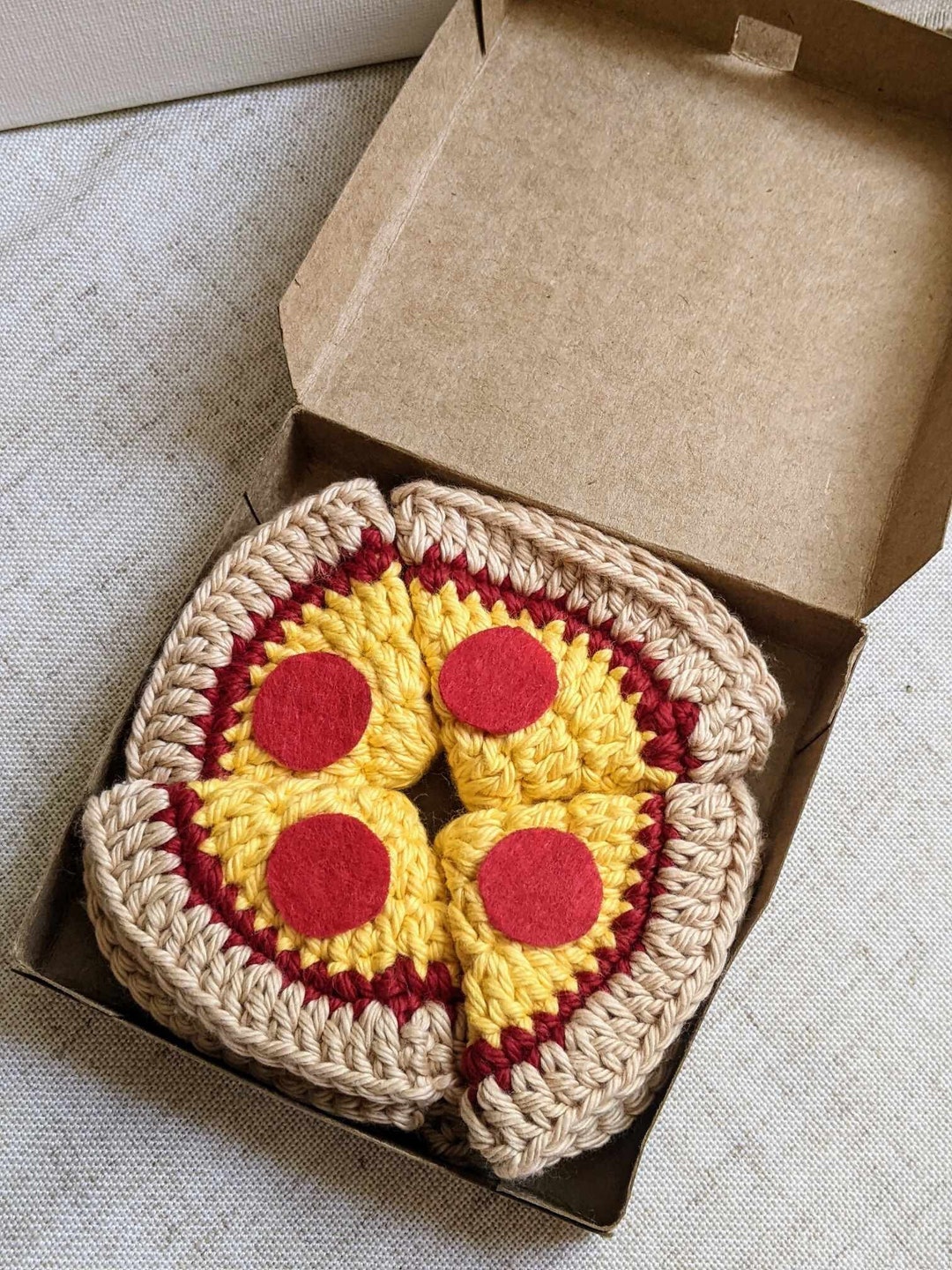 Fun Pizza Coasters/ Crochet Coaster/ Set of 4/ Cotton Coasters/pizza ...