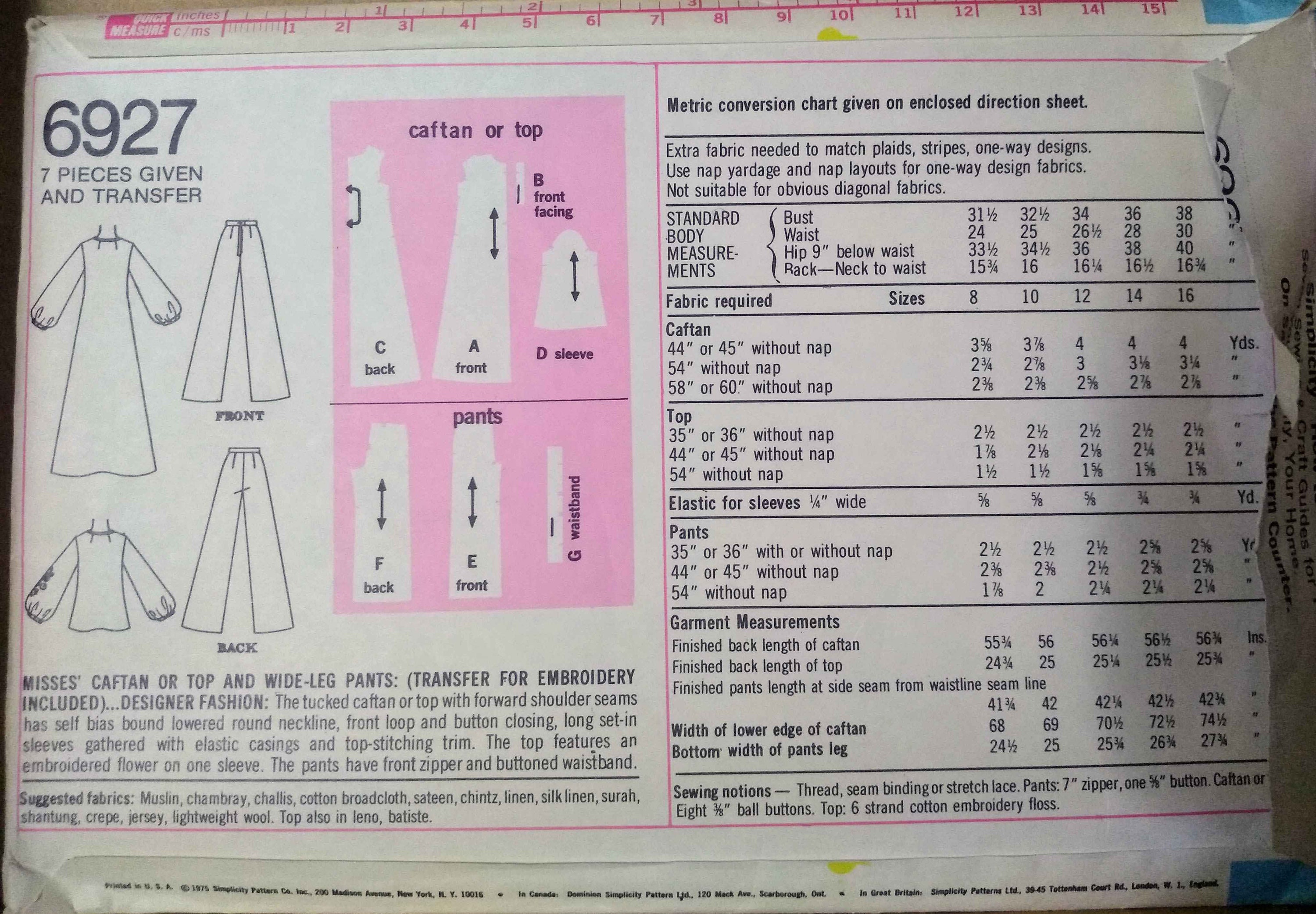 1970s Vintage Simplicity 6927 Sewing Pattern Misses Dress and Pants - Etsy