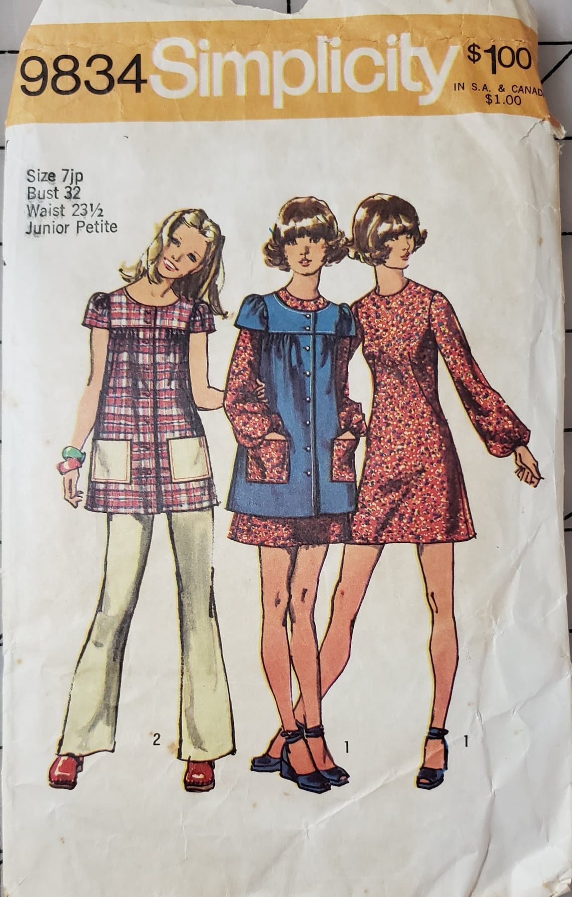Simplicity 9834 Sewing Pattern 1970s Vintage Misses Dress - Etsy