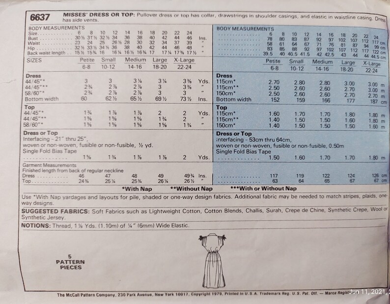 1970s Vintage Mccalls 6637 Sewing Pattern - Etsy