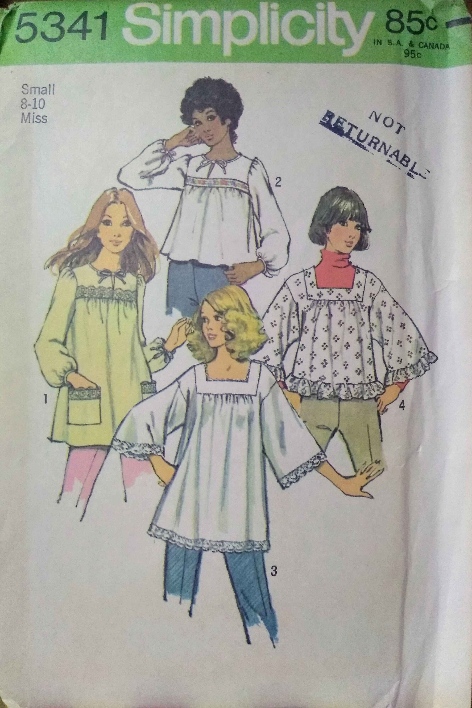 1970s Vintage Simplicity 5341 Sewing Pattern Misses Top - Etsy