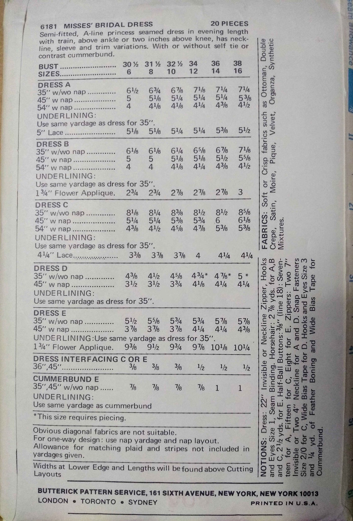 Vintage Butterick 6181 Sewing Pattern - Etsy