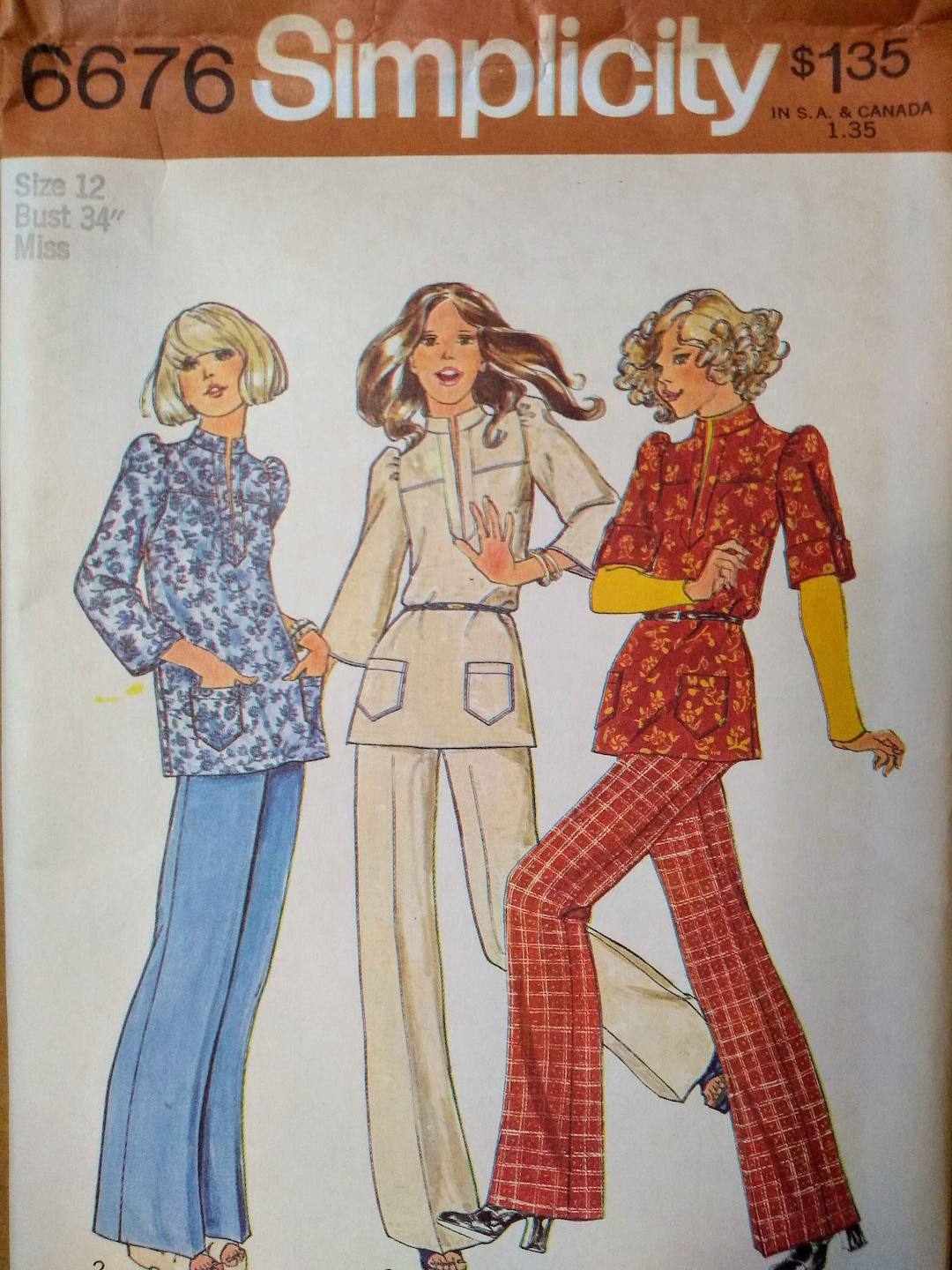 1970s Vintage Mccalls 6676 Sewing Pattern Misses Top and Pants - Etsy