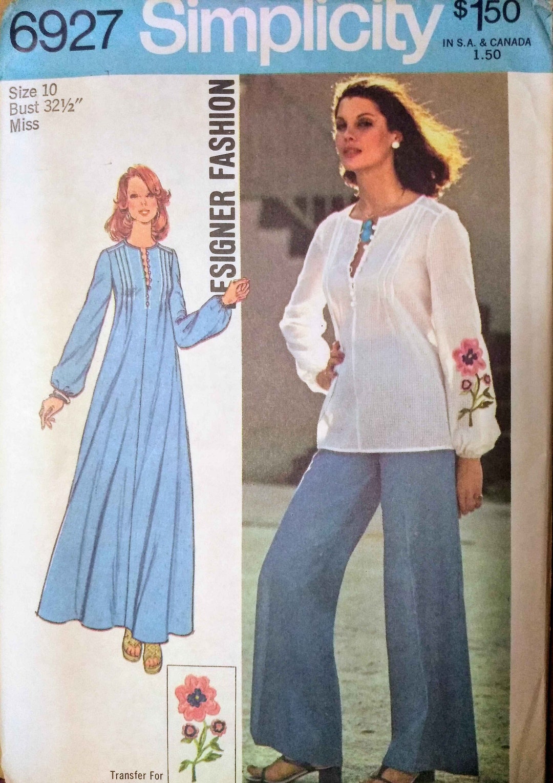 1970s Vintage Simplicity 6927 Sewing Pattern Misses Dress and Pants - Etsy